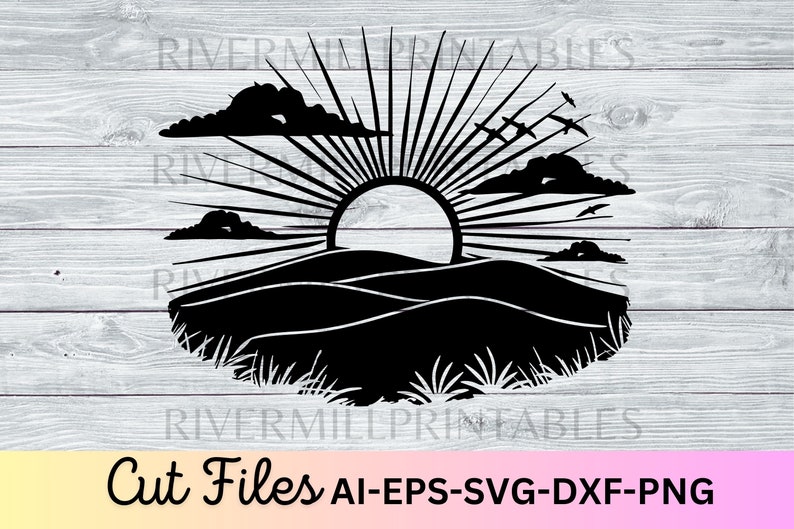 Sunrise SVG EPS Cut File PNG Printable - Etsy