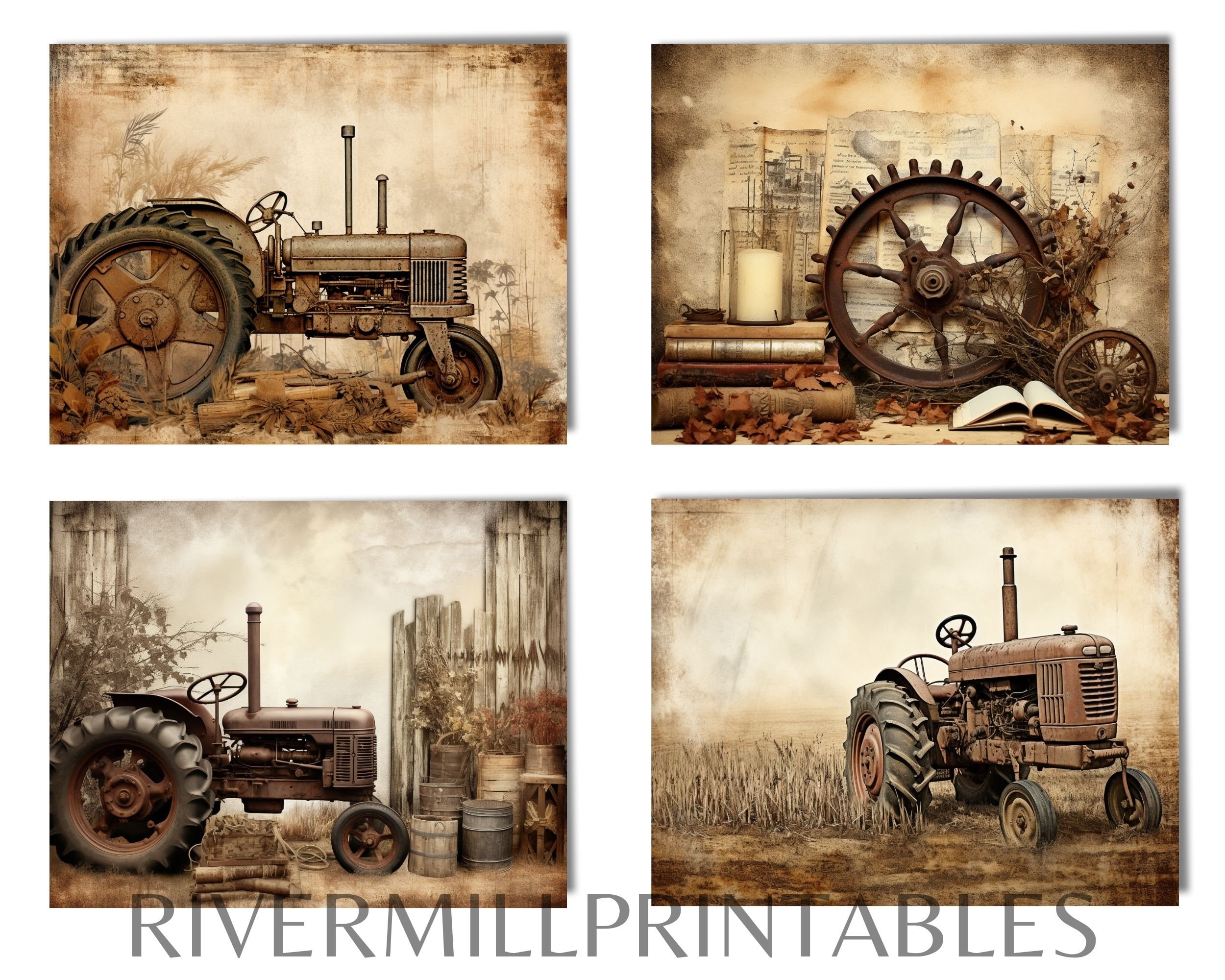 12 Rustic Farm Printable Pages, 300DPI JPG Files Junk Journal Digital ...