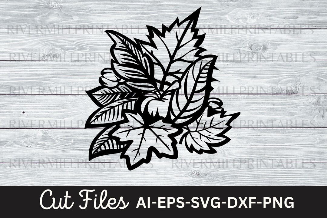 Fall Leaves Outlines SVG EPS Cut File PNG Laser Etching Engraving ...