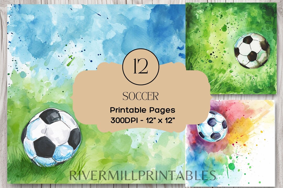 12 Soccer Themed Digital Papers, 300DPI JPG Files Digital Download ...