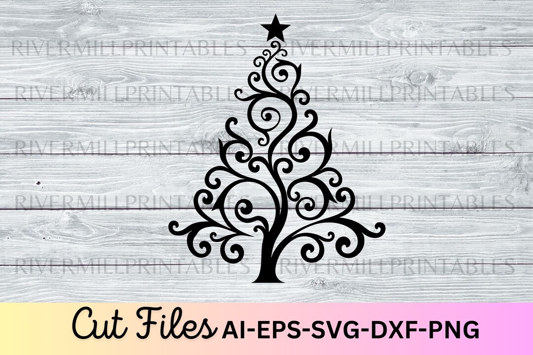 Christmas Tree With Swirls SVG EPS Cut File PNG Cricut Silhouette ...