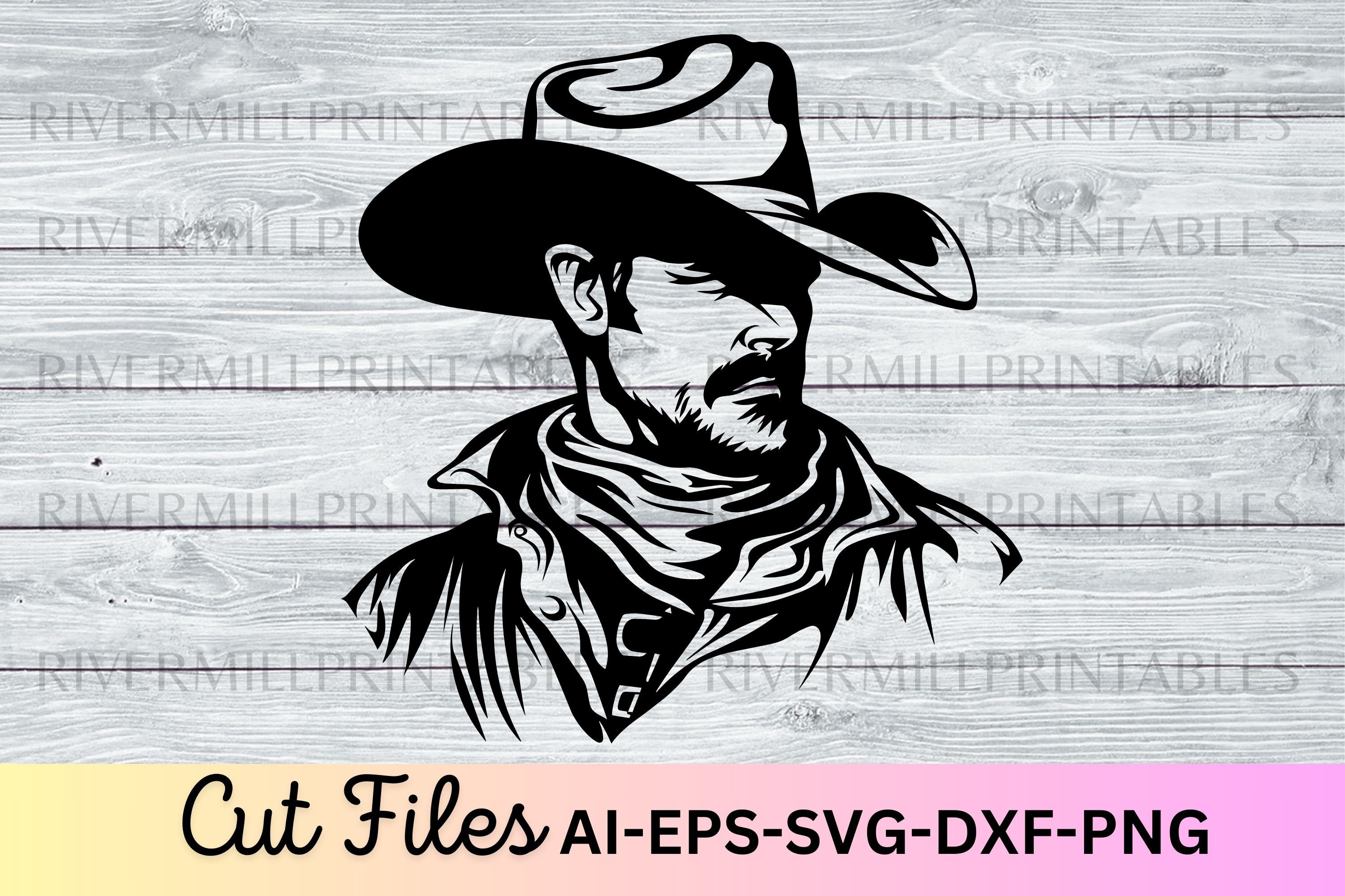 Cowboy Rancher SVG EPS Cut File PNG Cricut Silhouette Stencil Etching ...