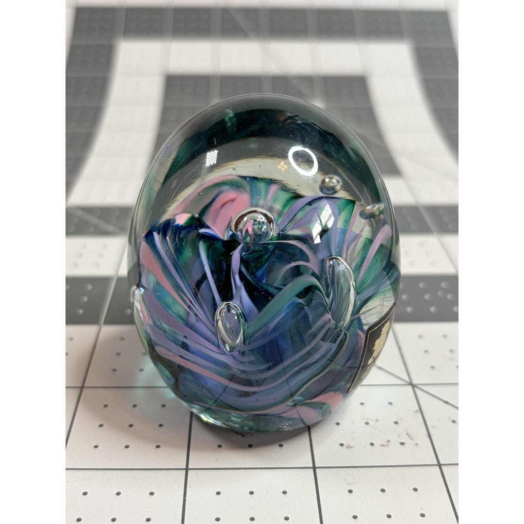 Vintage Kerry Glass Paperweight Made in Ireland Blue Green Swirls ...
