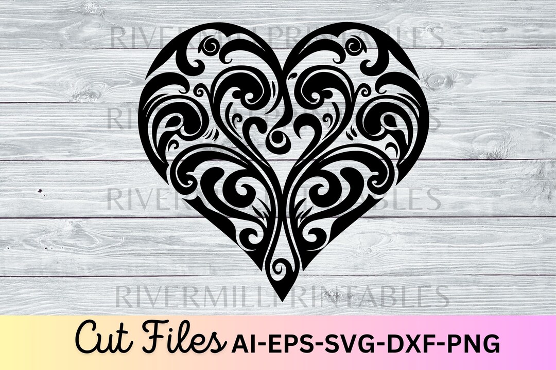 Heart With Swirls SVG EPS Cut File PNG Printable Cricut Silhouette ...