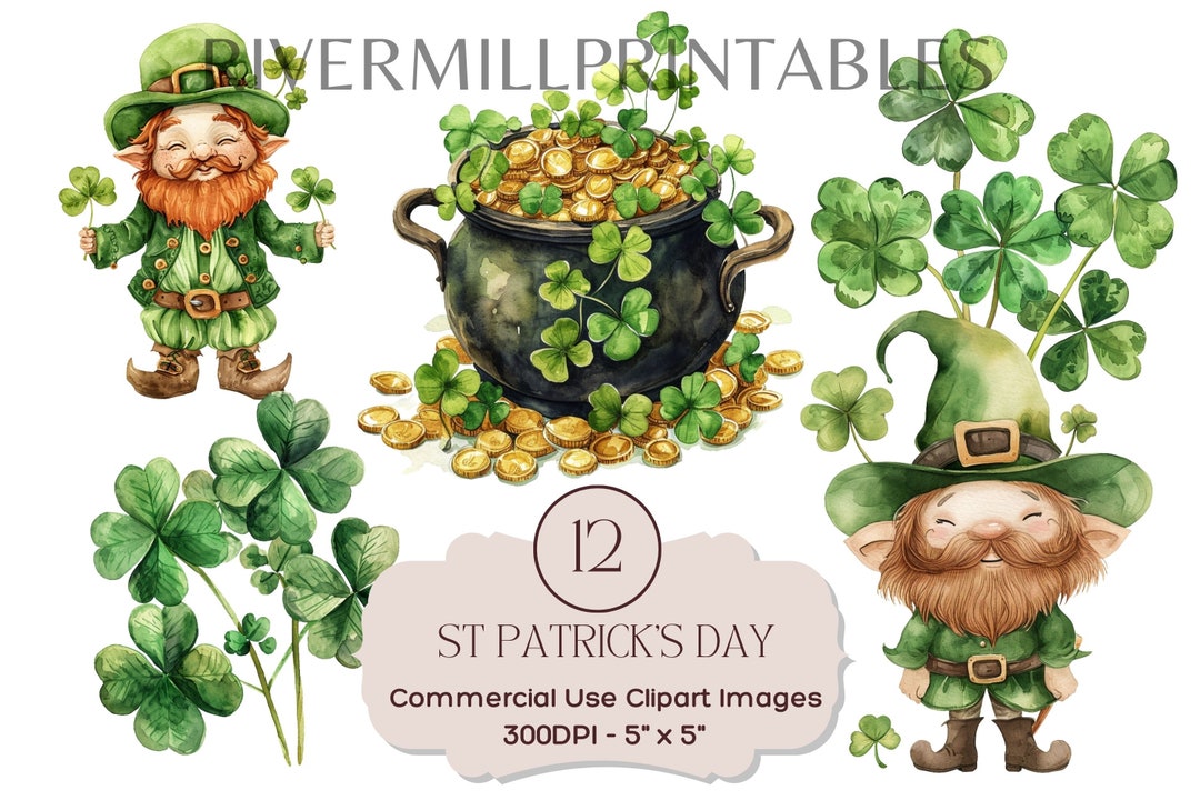 12 St Patrick's Day Clipart Images, 300DPI PNG Files, Digital Download ...