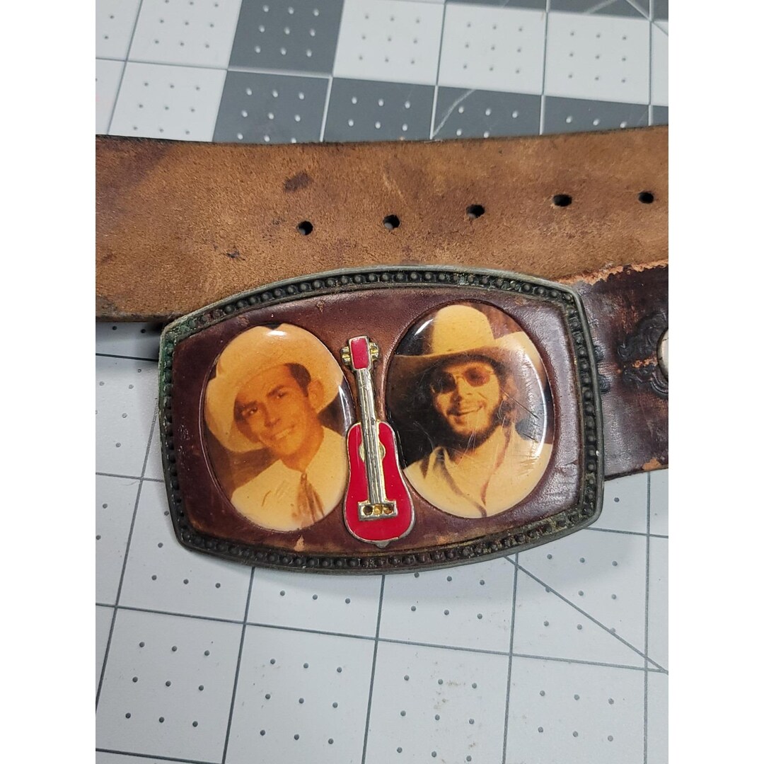 Vintage Hank Williams SR & JR Picture Photo Belt Buckle Alumaline 4108 ...