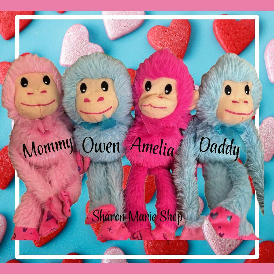 Personalized Valentine's Day Plush Monkey: Hanging Stuffed Animal - Etsy