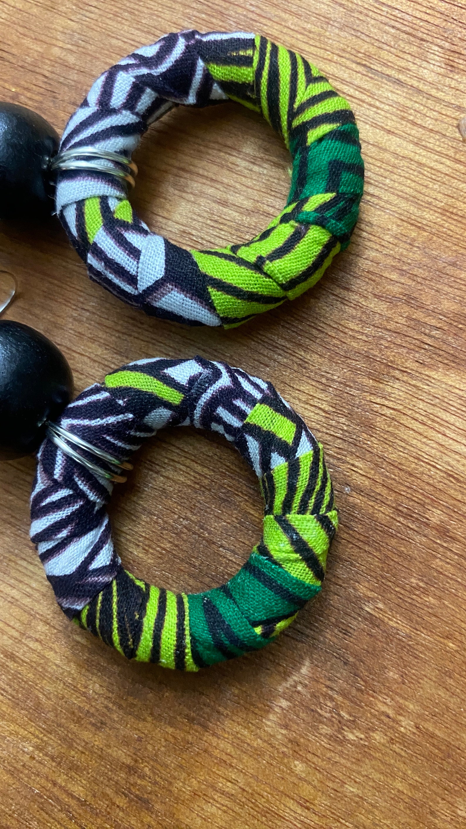 African Print Fabric Hoop Earrings - Wood and Cloth - Tribal Earrings - Etsy