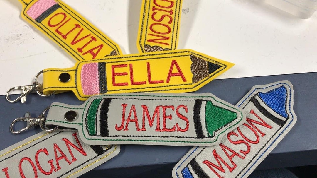 Backpack Name Tag Luggage Personalized Custom Child Crayon Pencil - Etsy