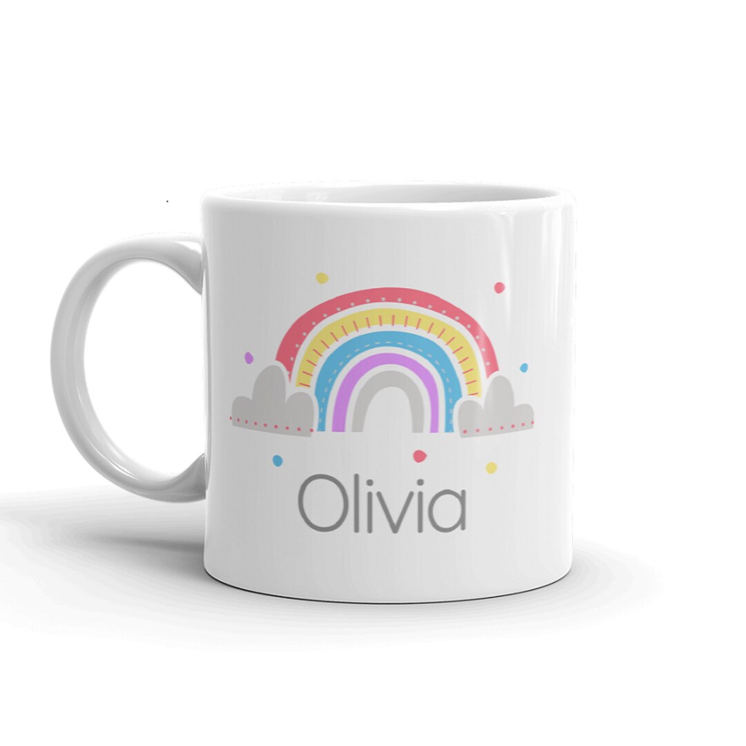 Personalised Small 6oz Child's Rainbow Mug - Colourful Ceramic Cup for ...