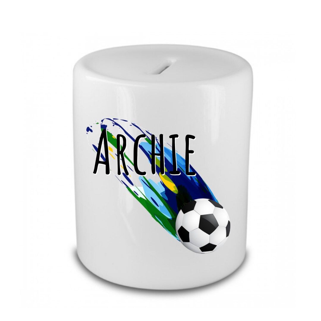 Personalised Money Pot Gift - Money Box With Football / Soccer Ball ...