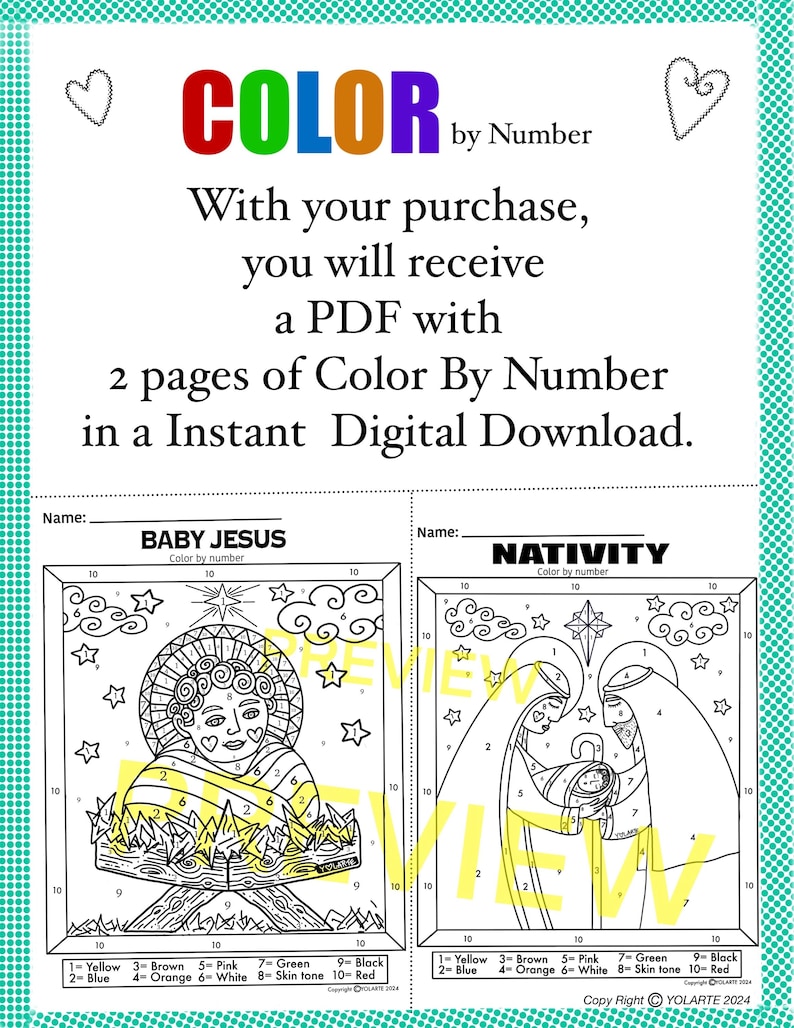 Color by Numbers, Nativity and Baby Jesus. - Etsy