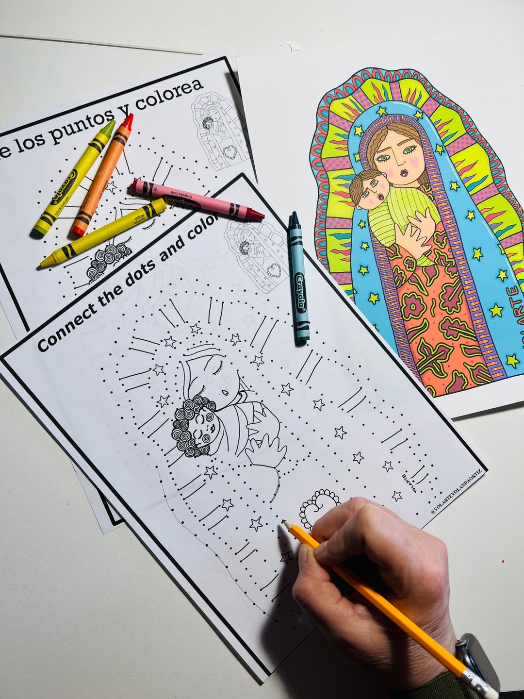 Holy Mary and Baby Jesus Connect the Dots and Color - Etsy