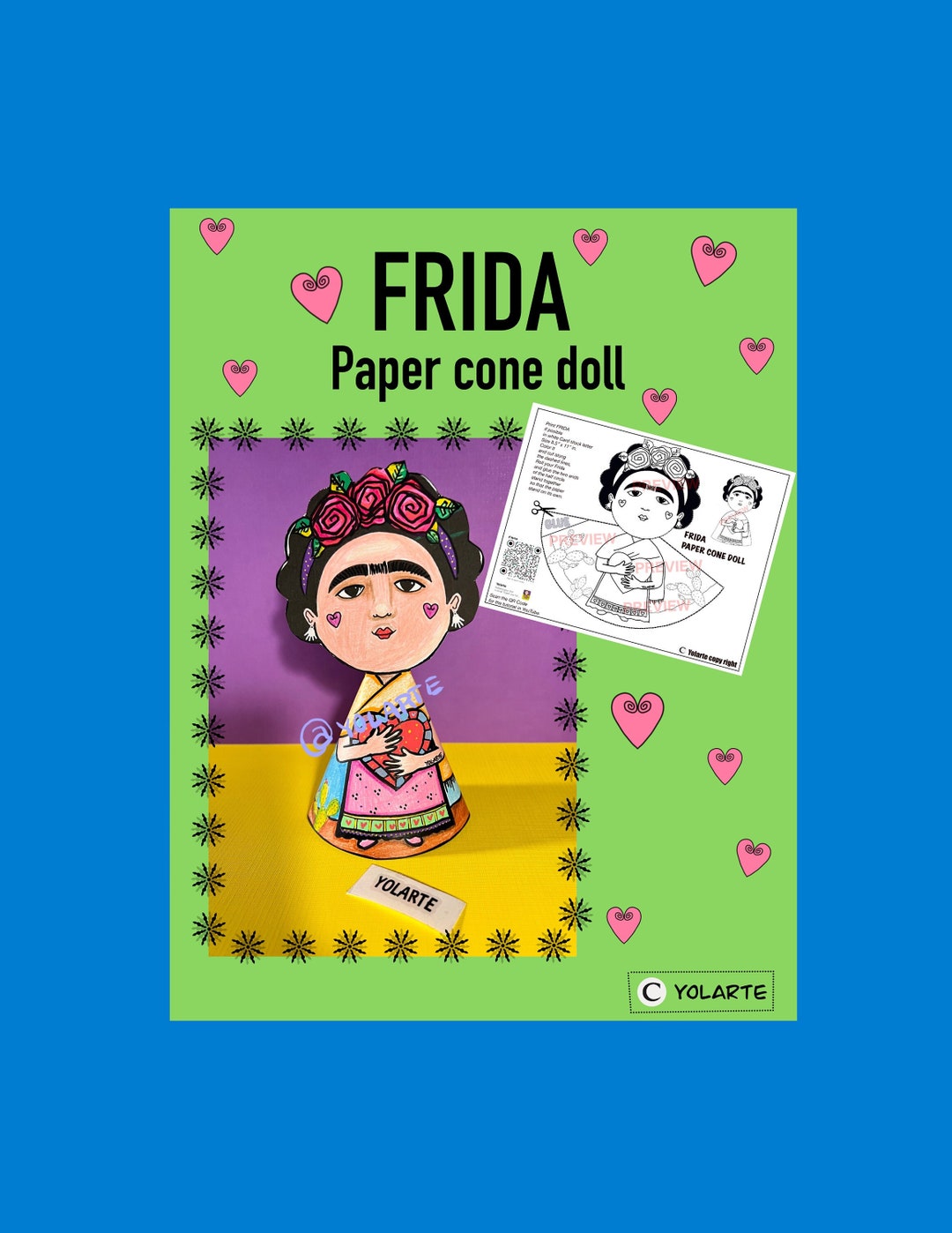 FRIDA KAHLO Paper Cone Doll. - Etsy