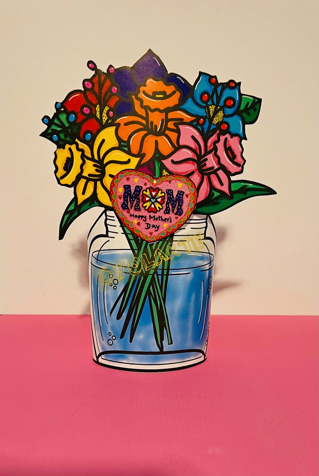 Mother's Day Flower Bouquet Vase 3D Card, Activity and Craft, Diy ...
