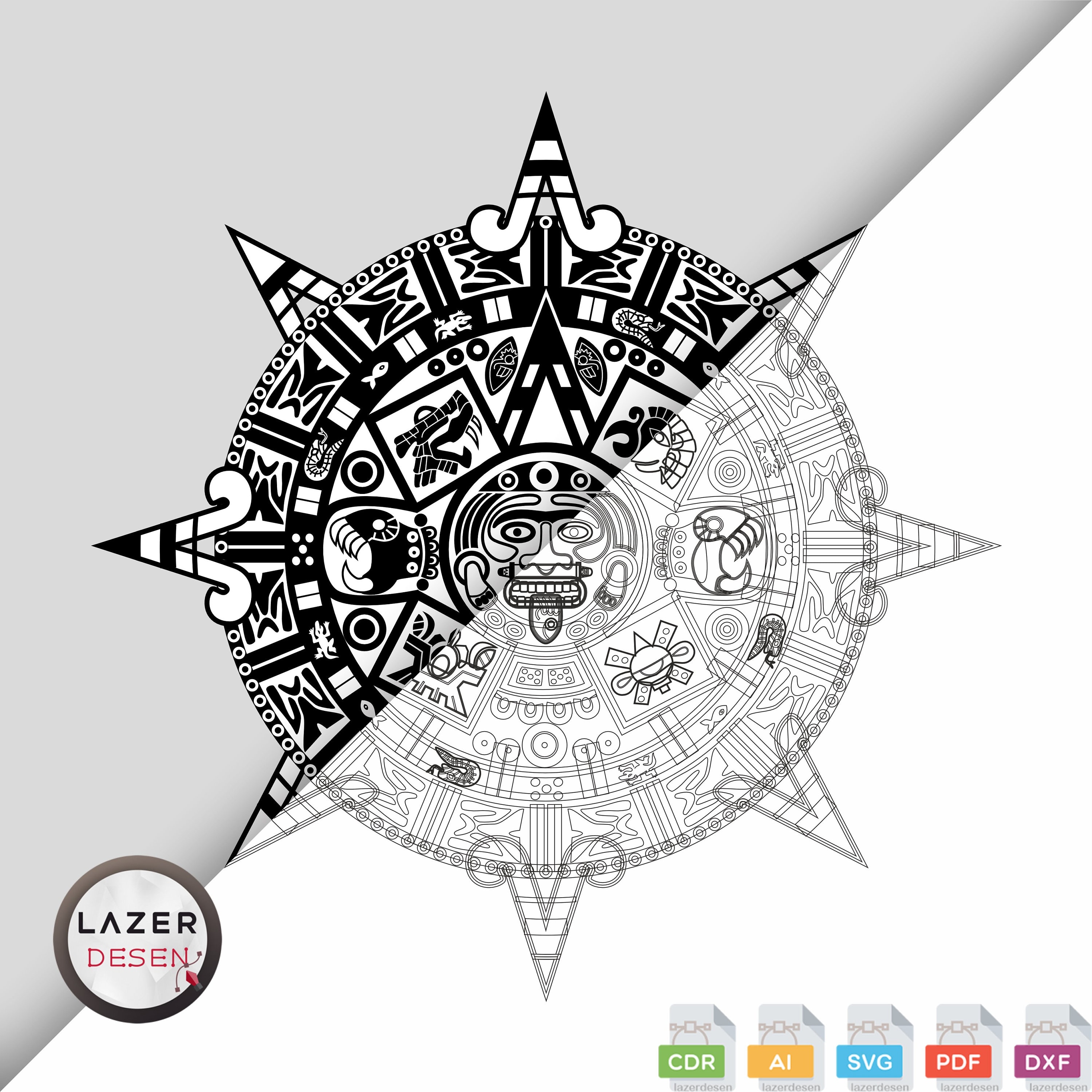 Calendario Azteca 18. modelo: Archivo Digital Personalizable con Corte ...