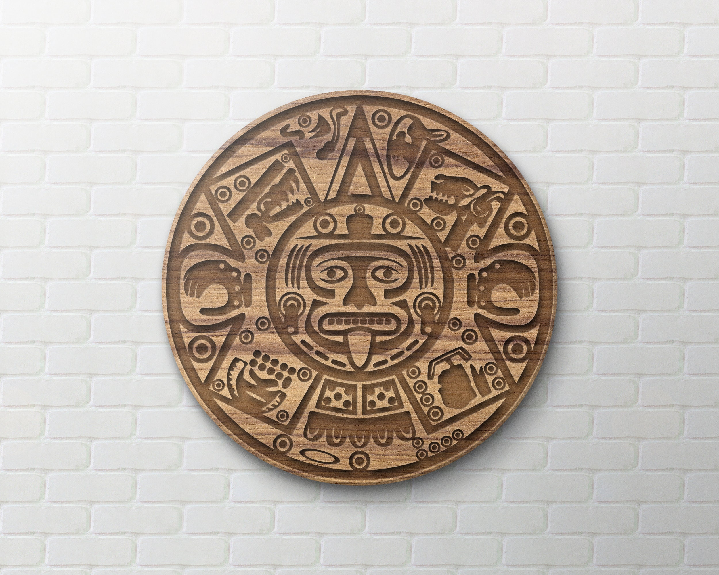 33 Pcs of Wood Laser Engraved Aztec Mayan Calendar Laser File Wood ...