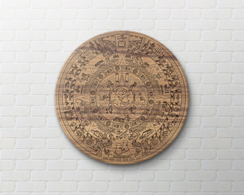 Wooden Simpson Aztec Calendar: Wood Engraving Coasters Digital File - Etsy
