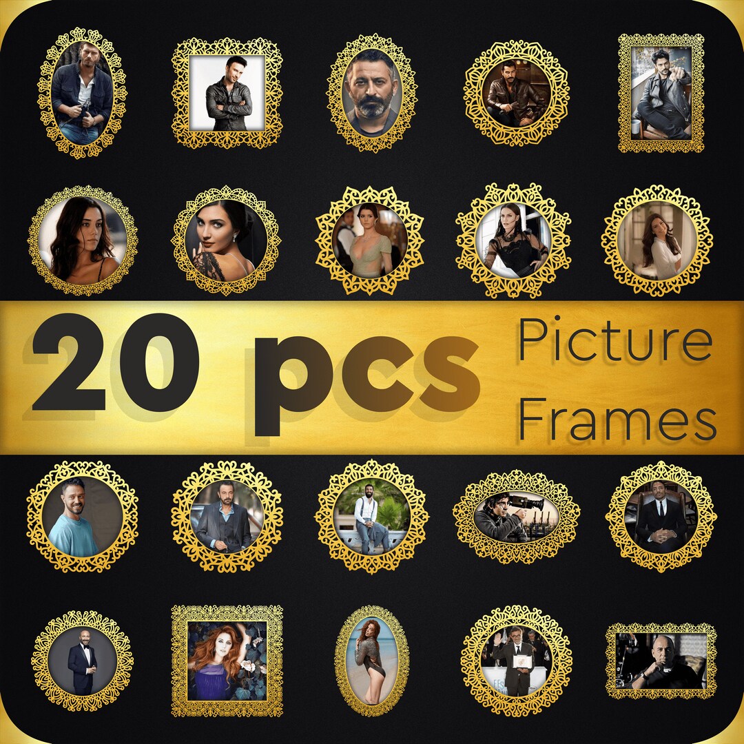 Digital Set of 20 Pictures Frame SVG Bundle: Laser Cut Frame Templates ...