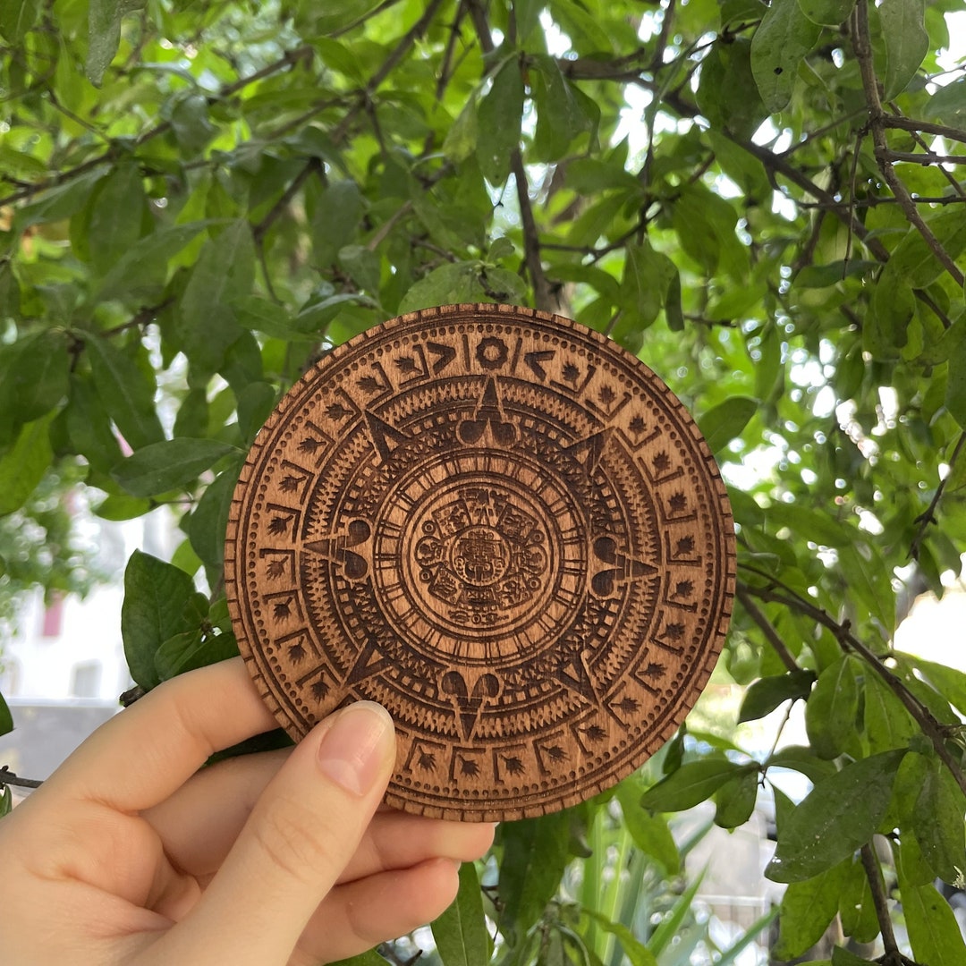 Aztec Calendar 28. Model: Wood Engraving Coasters Digital File - Etsy