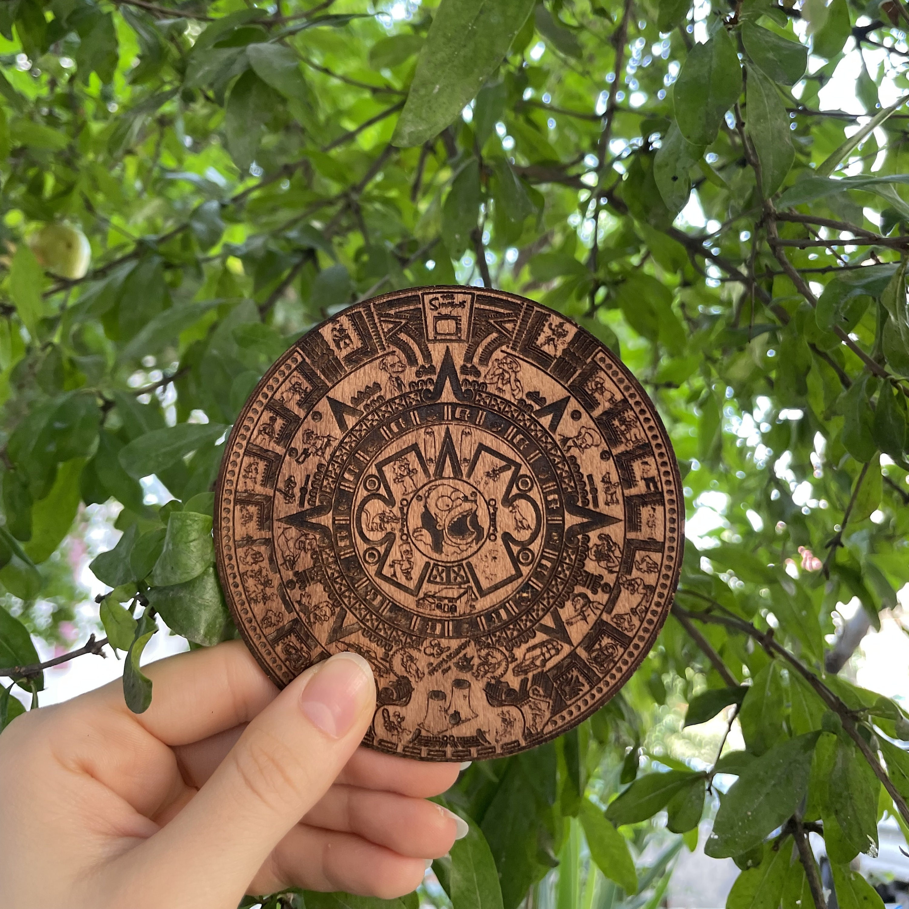 Wooden Simpson Aztec Calendar: Wood Engraving Coasters Digital File - Etsy