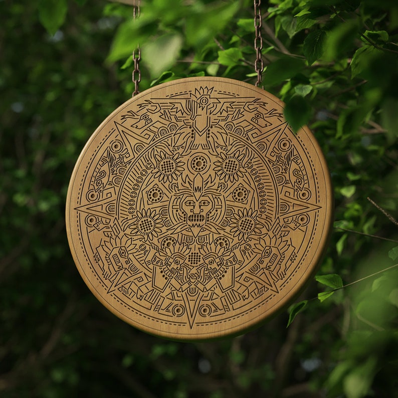 Wooden New Aztec Calendar: Wood Engraving Coasters Digital File - Etsy