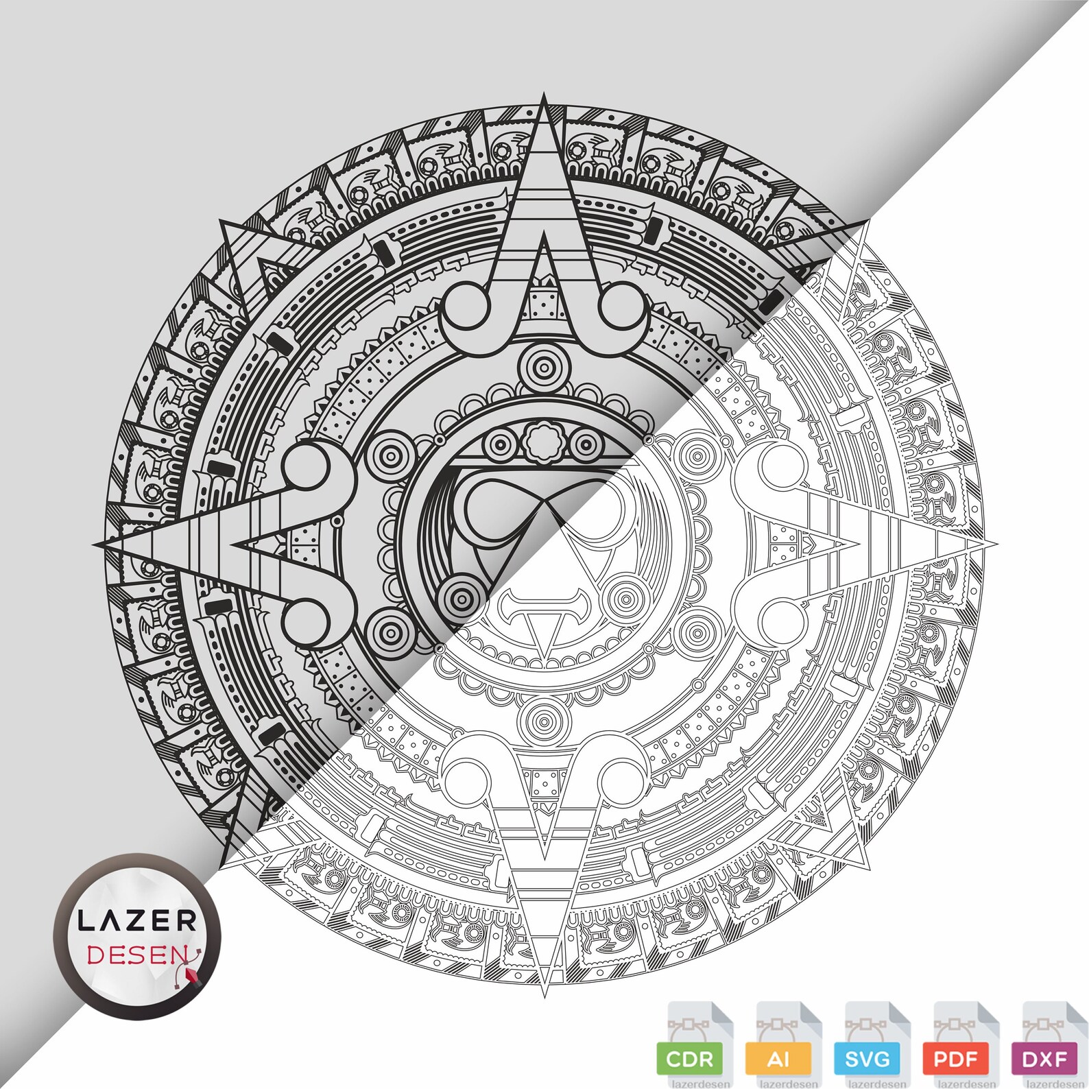 Aztec Calendar 20. Model: Wood Engraving Coasters Digital File - Etsy
