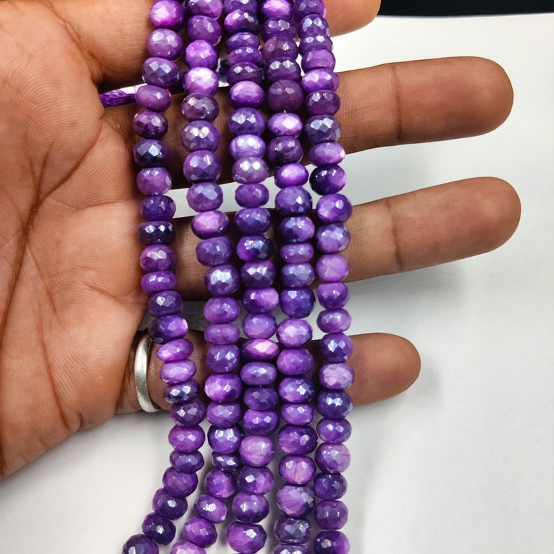 Lavender Blue Mystic Moonstone Silverite Faceted Rondelle Beads ...