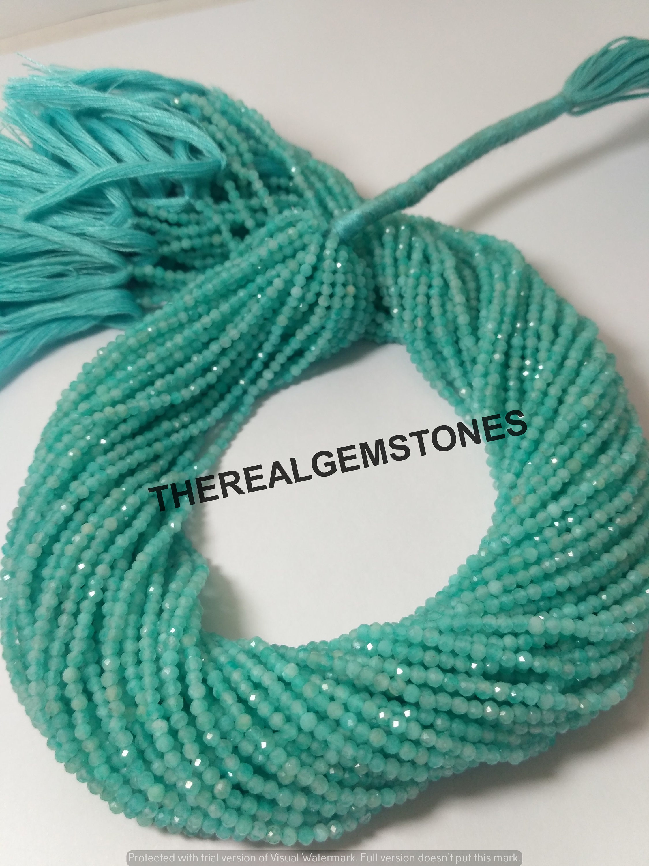 Natural Tiny Amazonite Faceted Rondelle Gemstone Beads Micro | Etsy
