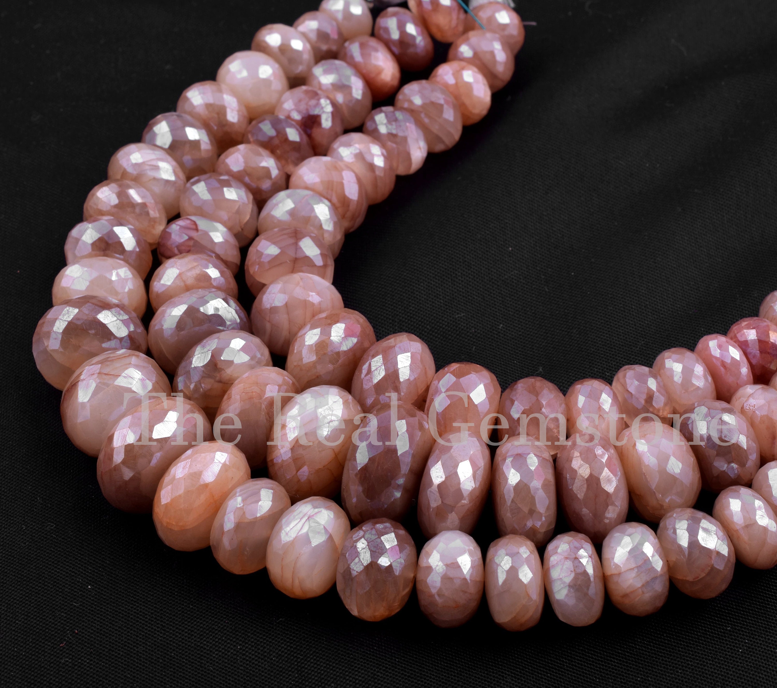 Mystic Peach Silverite Moonstone Faceted Beads Strand Coated | Etsy