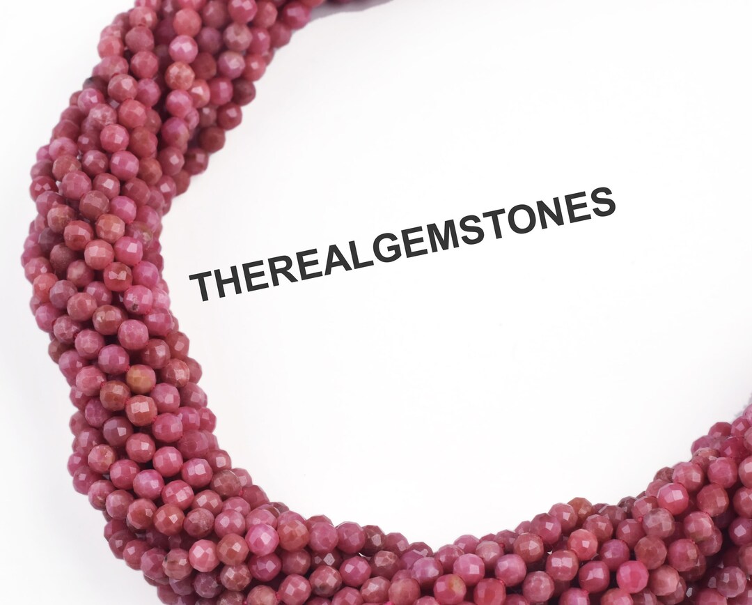 Tiny Red Rhodonite Rondelle Faceted Beads Micro Red Rhodochrosite 2-2.5 ...
