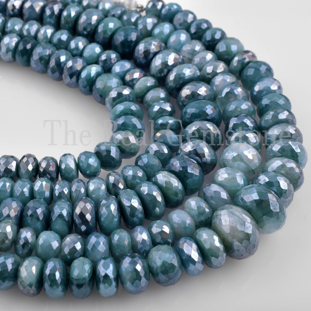Buy Mystic Emerald Green Silverite Moonstone Faceted Beads Strand Green ...