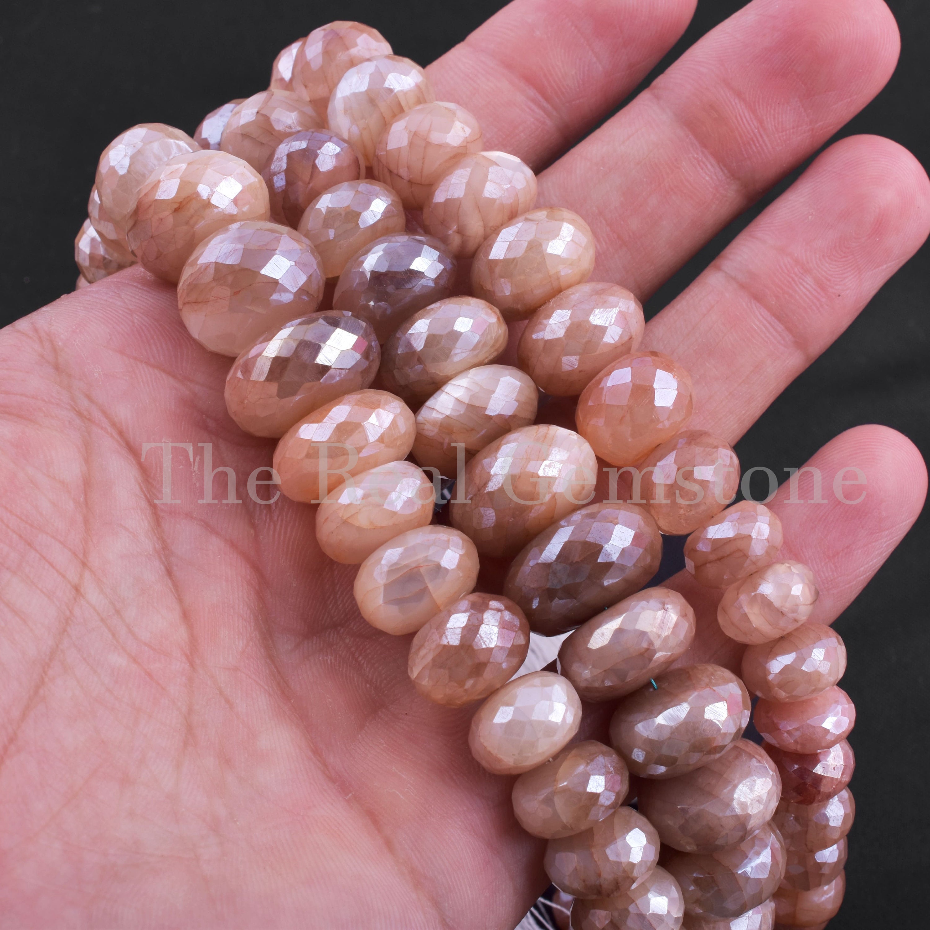 Mystic Peach Silverite Moonstone Faceted Beads Strand Coated | Etsy