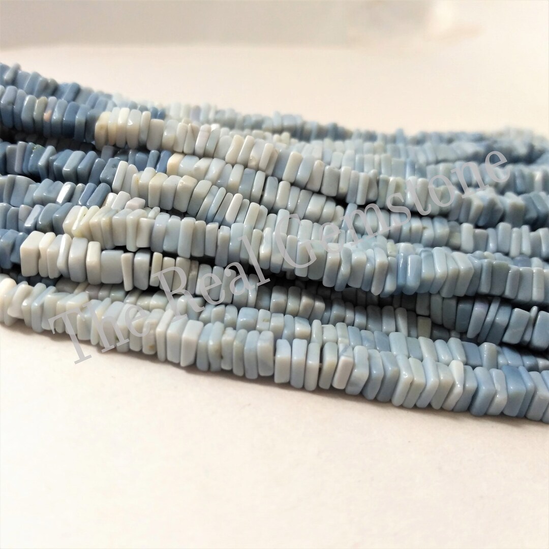Natural Blue Opal Shaded Plain Heishi Square Beads Strand - Blue Opal ...