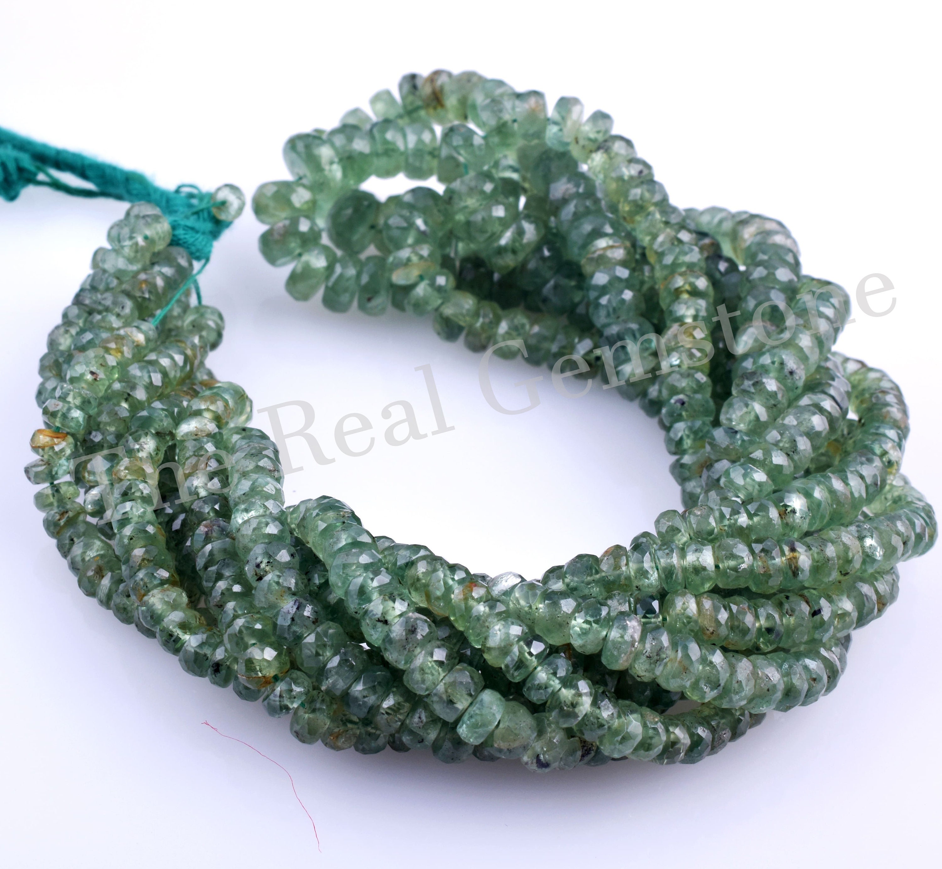 Natural Green Kyanite Stone Faceted Beads Strand Green Kyanite Rondelle ...
