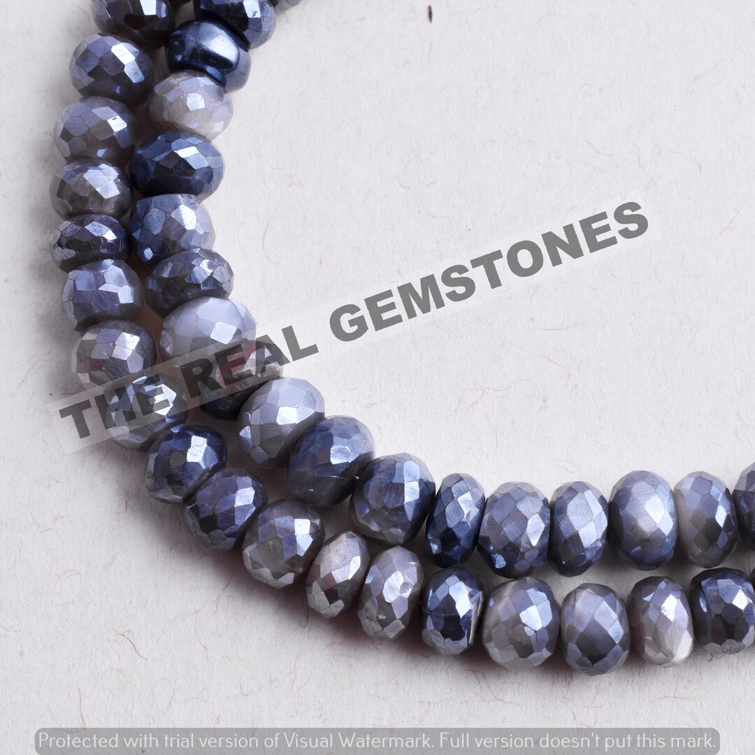 Mystic Silverite Coated Grey Moonstone Rondelle Bead | Dark Grey ...