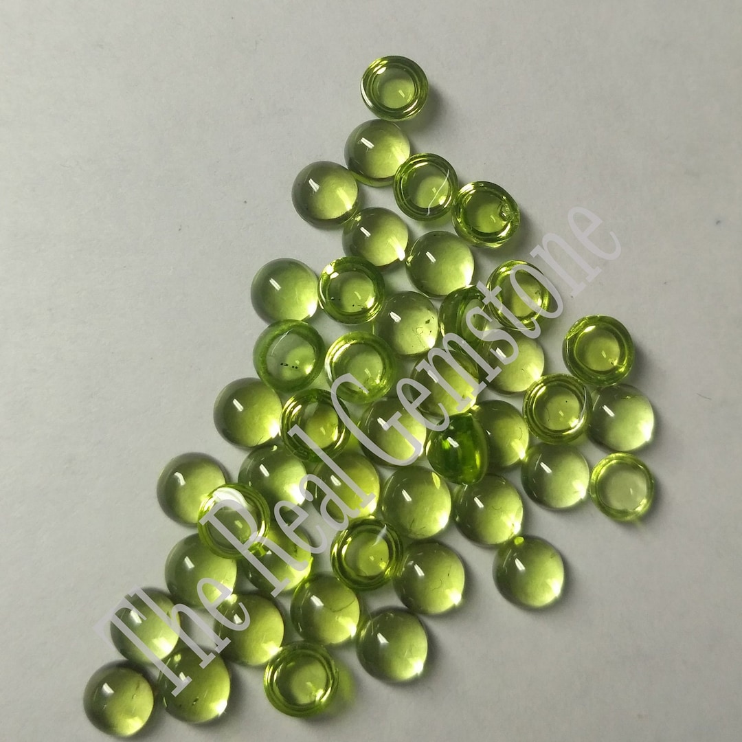 10 Pieces 6mm Green Peridot Smooth Round Cabochon Gemstone | AAA ...