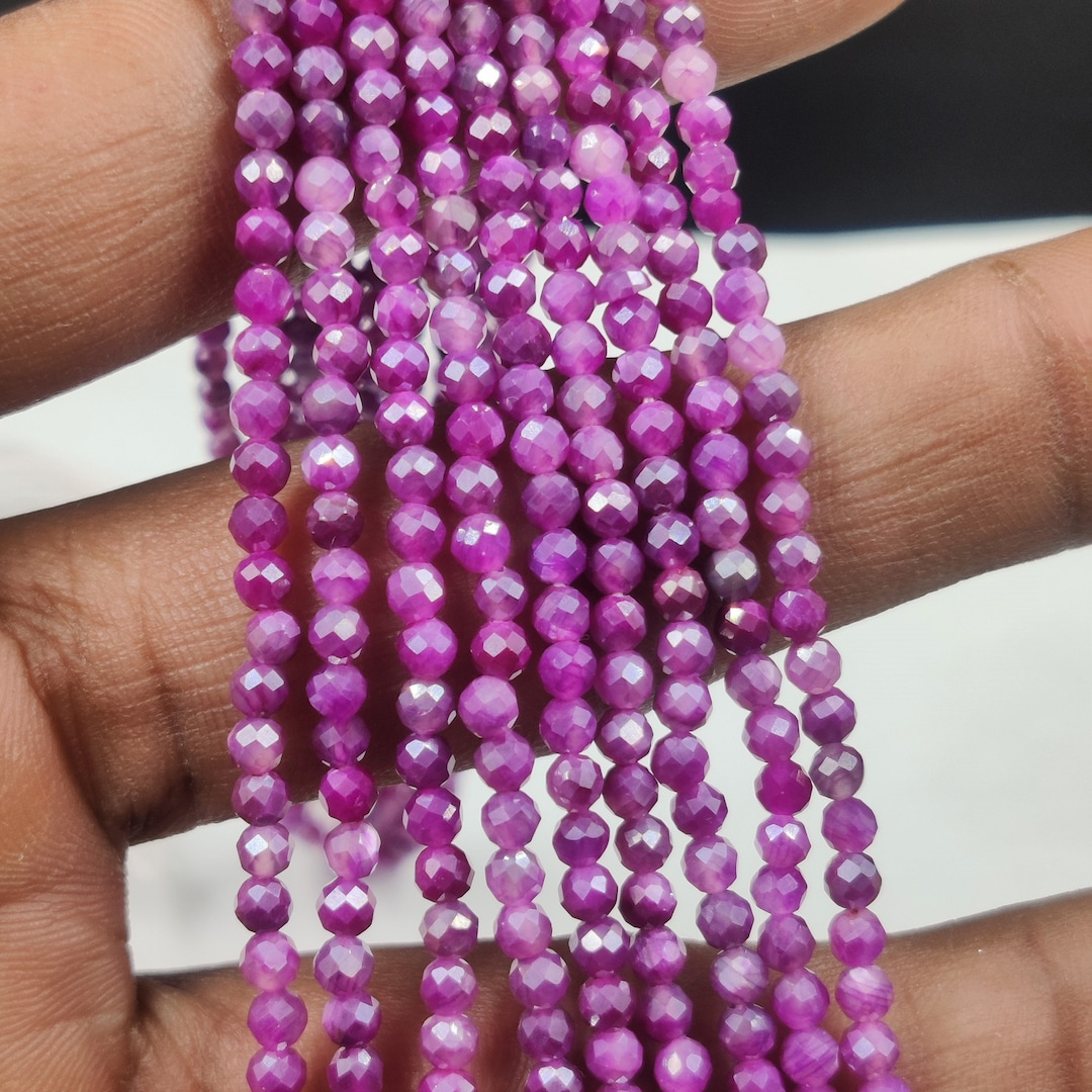 Mystic Red Ruby Silverite Moonstone Faceted Rondelle Gemstone Bead, 3mm ...