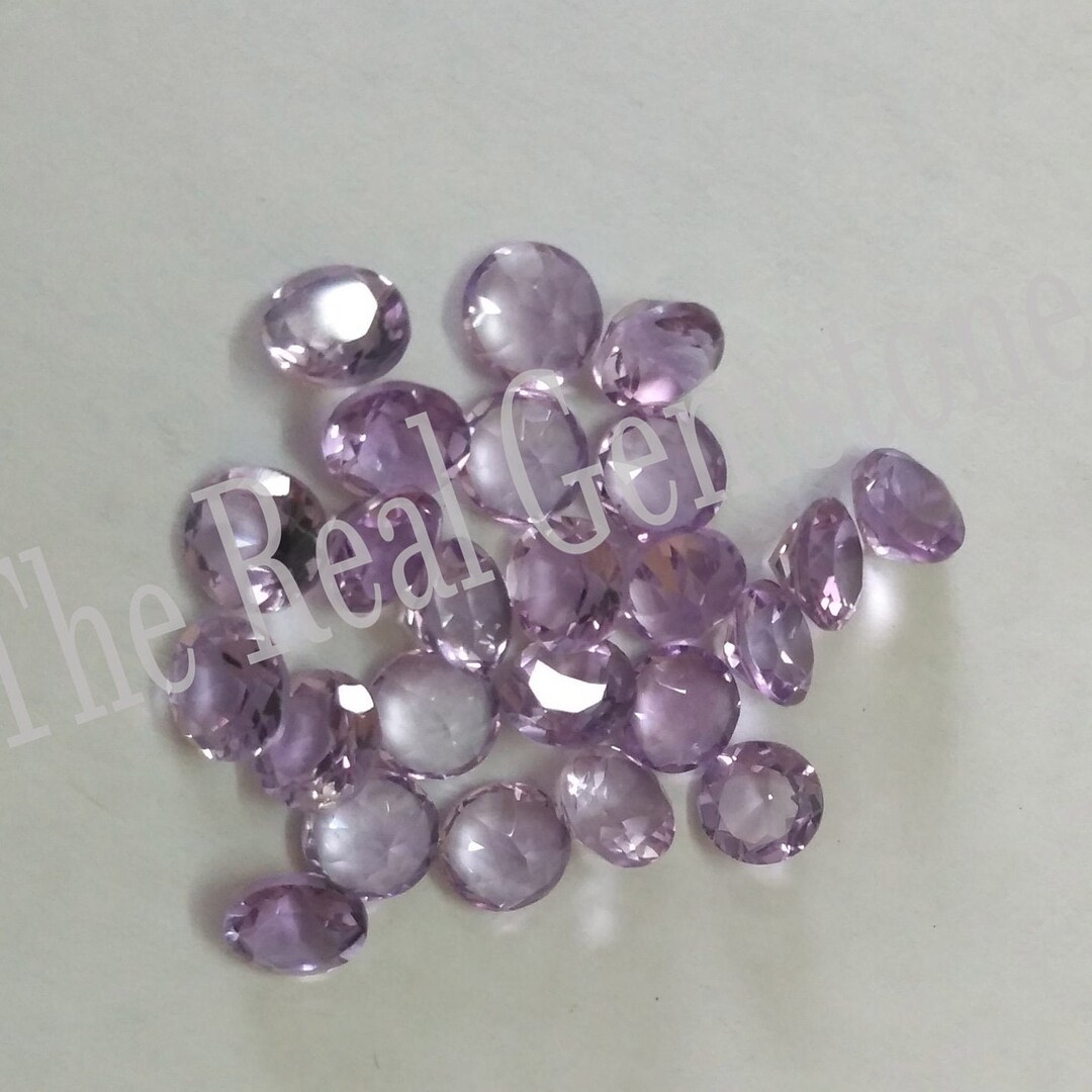 Pink Amethyst Faceted Round Cut Gemstones | 6mm Purple Amethyst ...