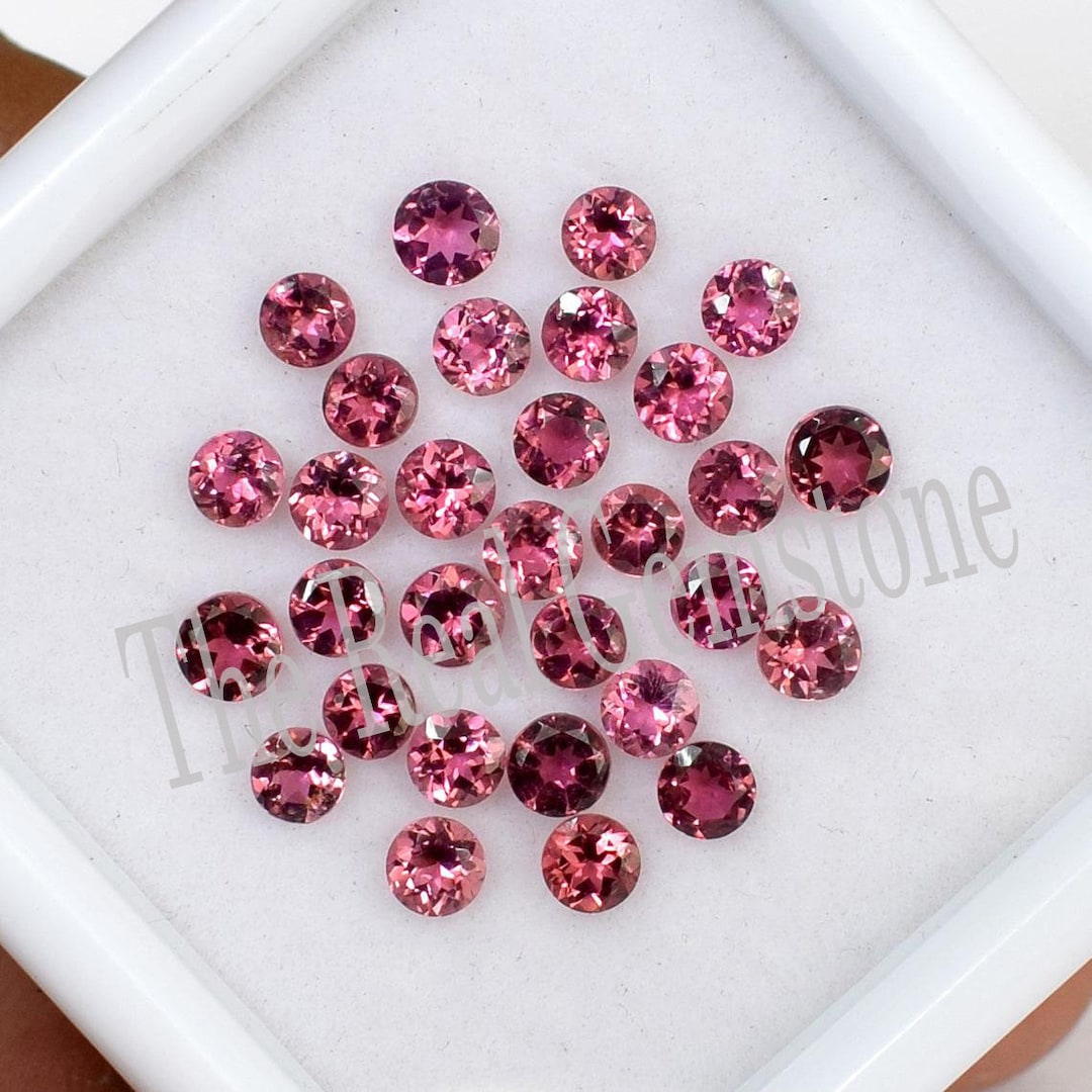 10 Pieces Natural Pink Tourmaline Faceted Round Cut Gemstones | 3mm AAA ...