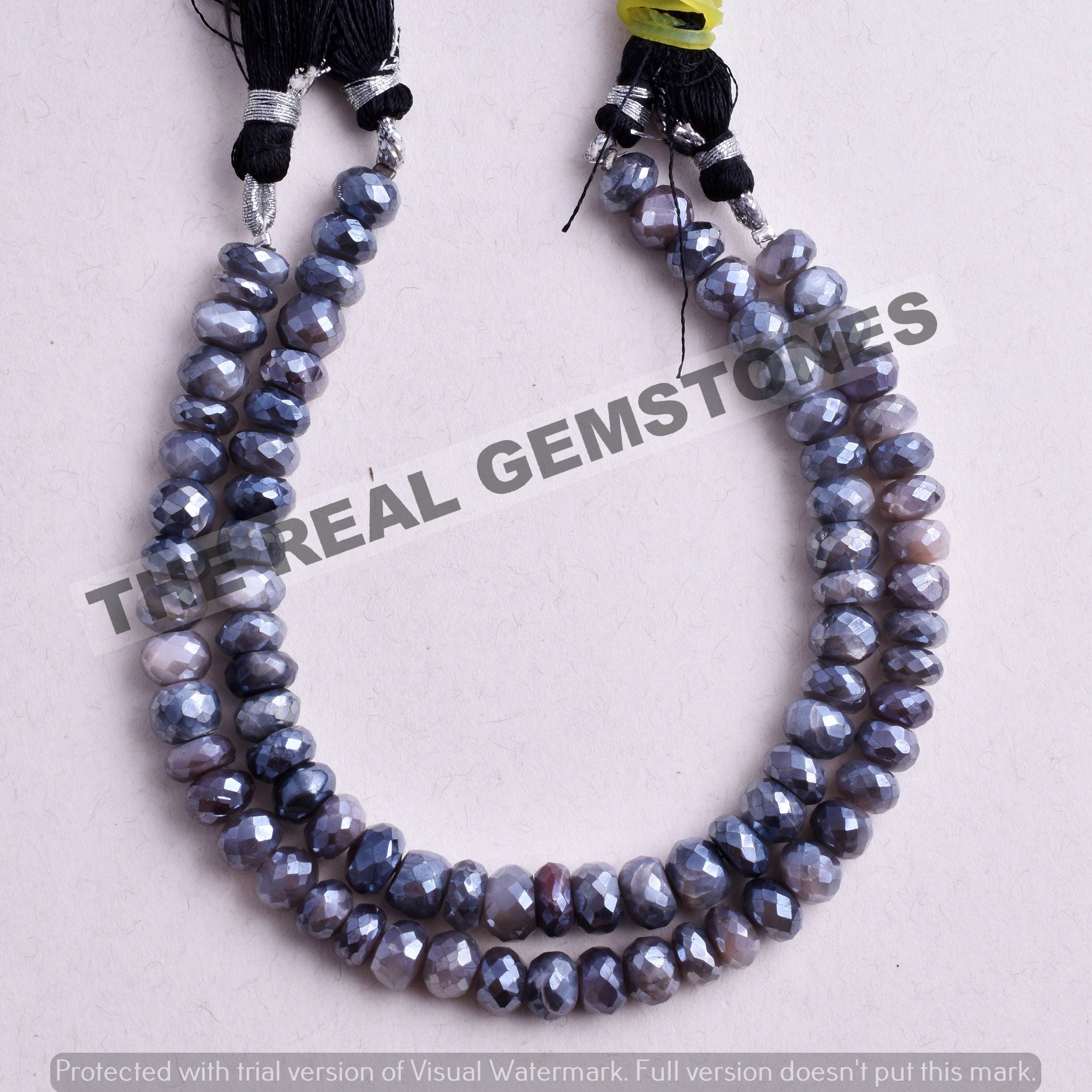 Mystic Silverite Coated Grey Moonstone Rondelle Bead | Dark Grey ...