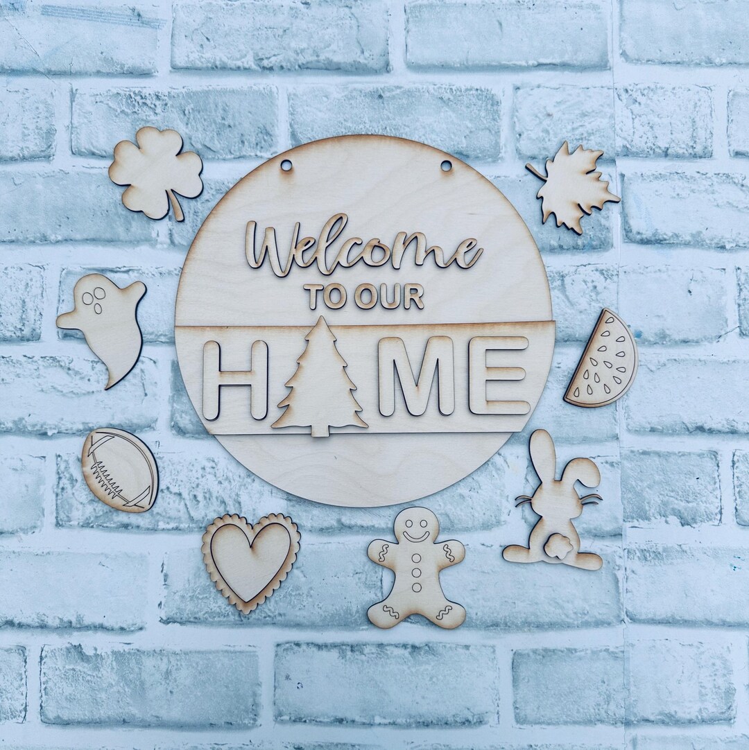 DIY Round Seasonal Interchangeable Wooden Sign - Etsy