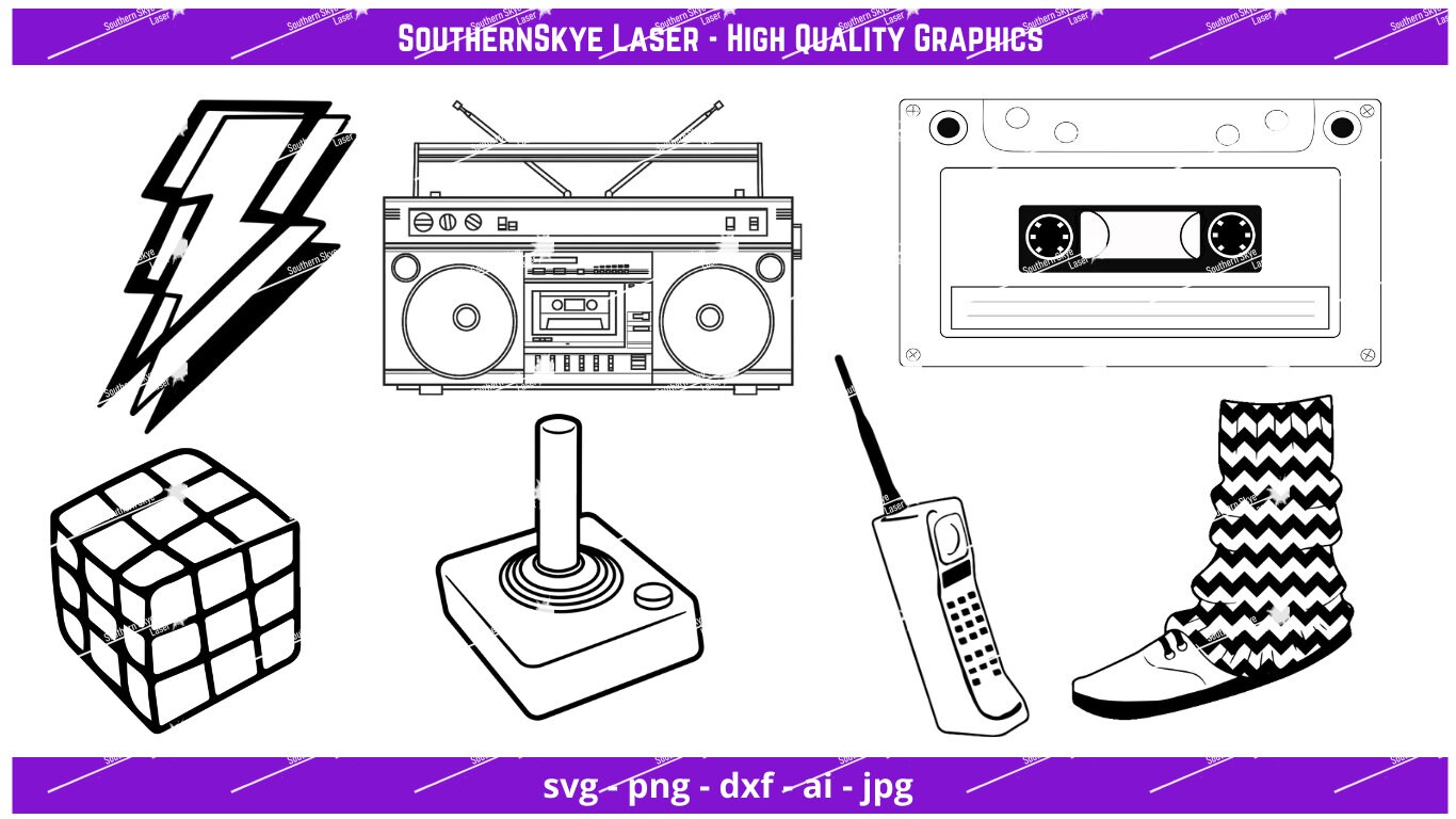 80's Bundle Svg Png Ai Dxf Jpg File. Great for - Etsy