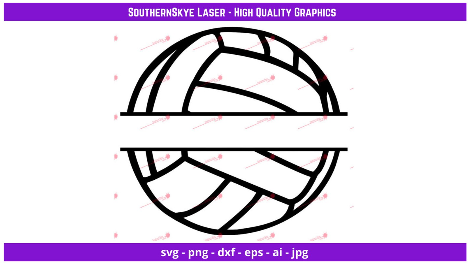 Split Volleyball Image Svg, Png, Ai, Dxf, Jpg File. Great for Glowforge ...