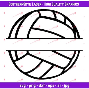 Split Volleyball Image Svg, Png, Ai, Dxf, Jpg File. Great for Glowforge ...