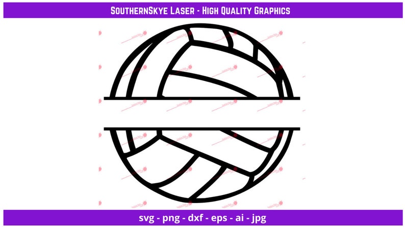 Split Volleyball Image Svg, Png, Ai, Dxf, Jpg File. Great for Glowforge ...