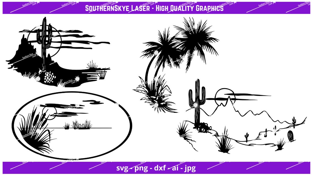 Scenery Bundle Svg, Png, Ai, Dxf, Jpg File. Great for Glowforge, Cricut ...
