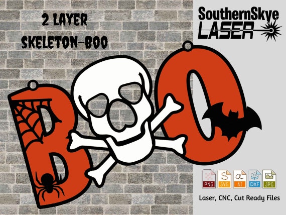 Halloween 2 Layer 'boo Skeleton' Svg File. Great for - Etsy