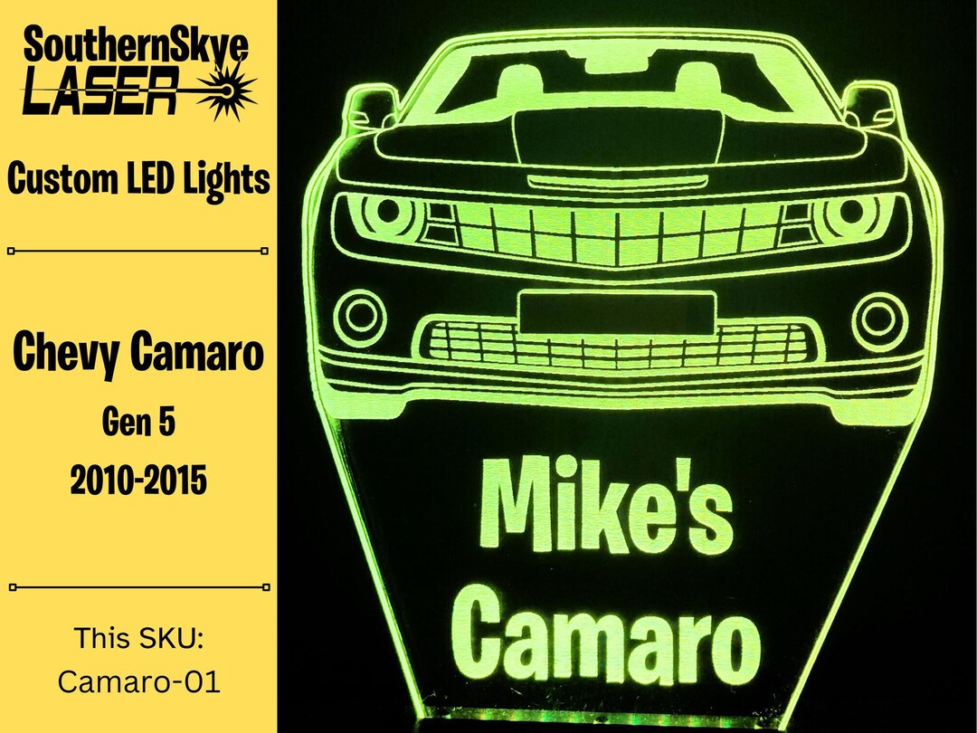 Chevy Camaro LED Light, Night Light, Desk Light, Personalized Gift, Car ...
