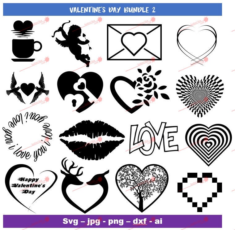 Love Valentine's Day Bundle Svg Png Ai Dxf Jpg File. - Etsy